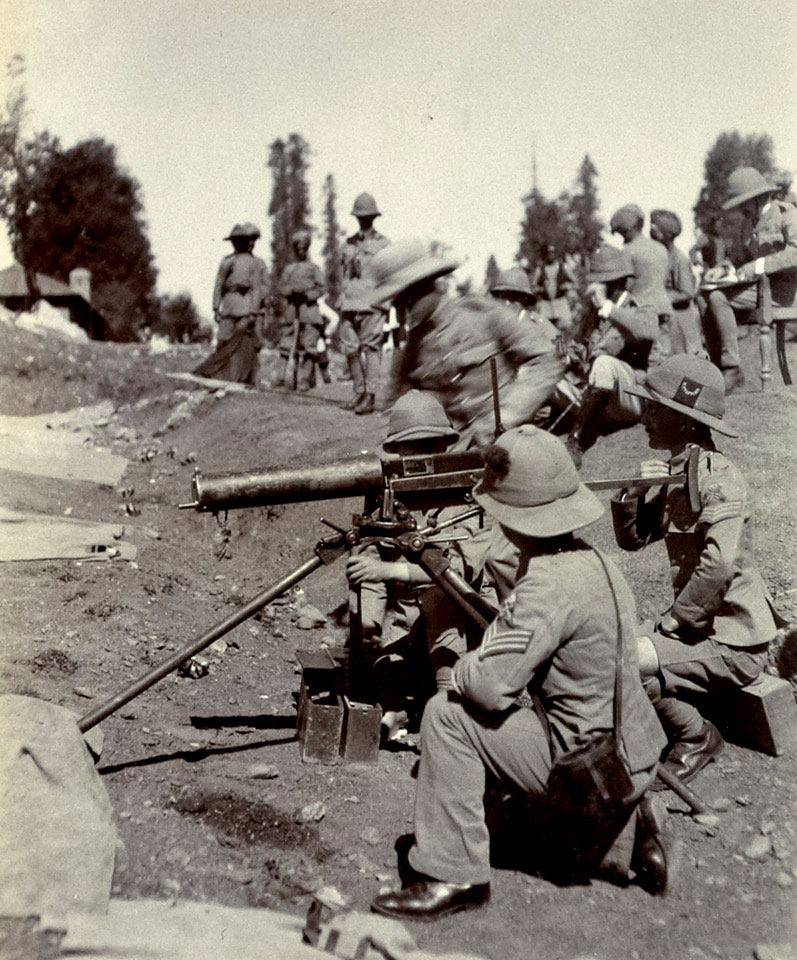 'Sergt Inst. Mumford Firing Maxim Gun Chaugla Gali. Oct 1911'. | Online ...