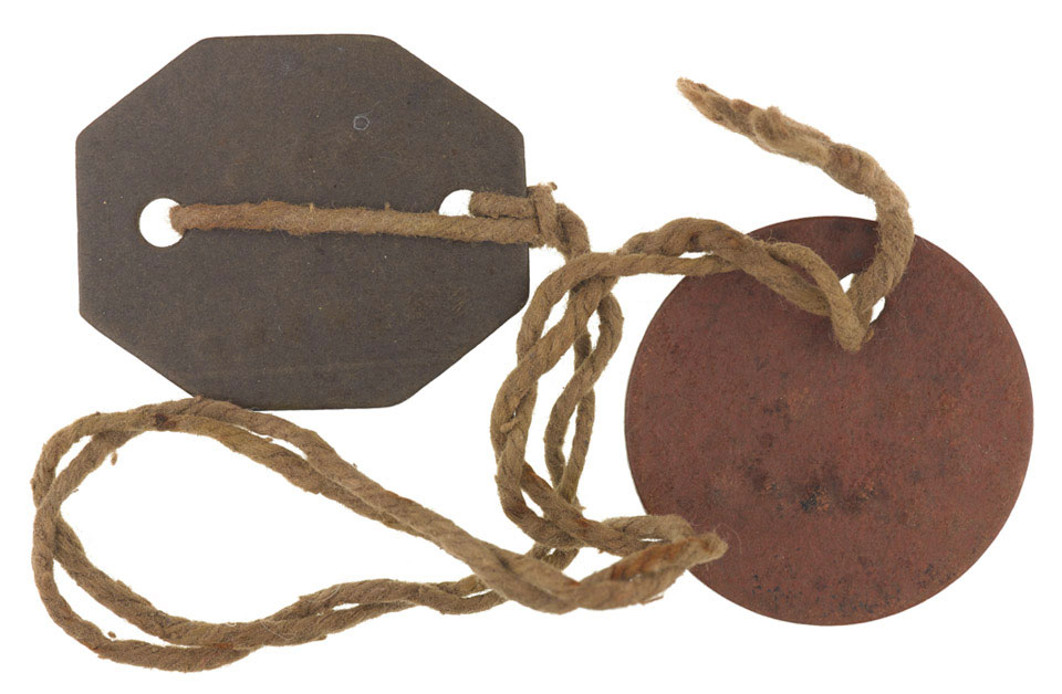 Two identity discs, Sergeant Herbert Bell, 45th Regiment ...