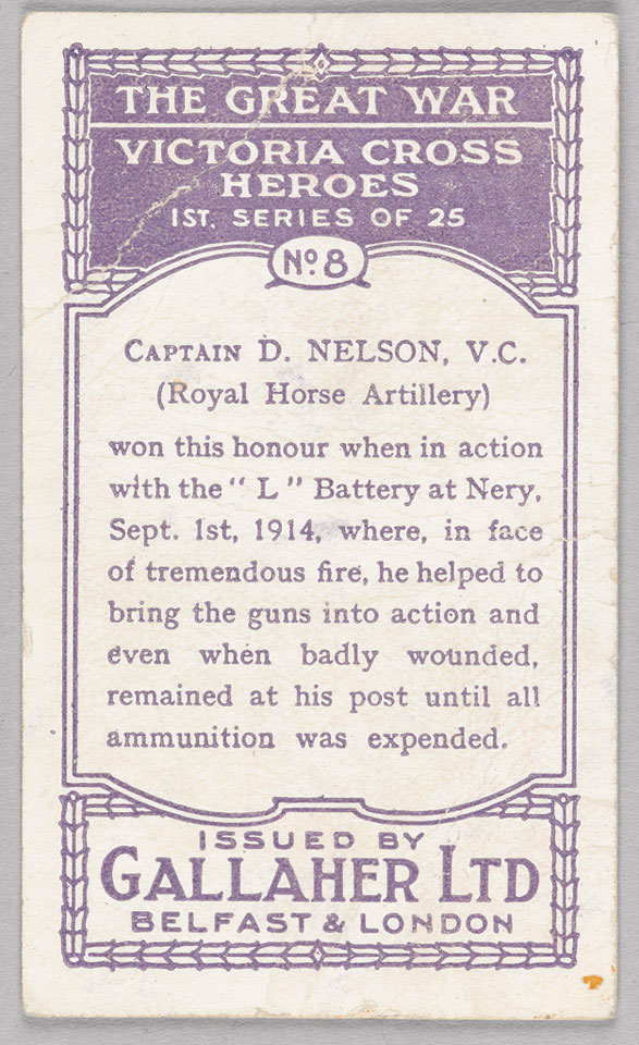 'Capt. D. Nelson, V.C.', cigarette card, 1915 | Online Collection ...