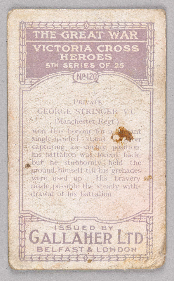 'Private George Stringer, V.C.', cigarette card, 1916 | Online ...