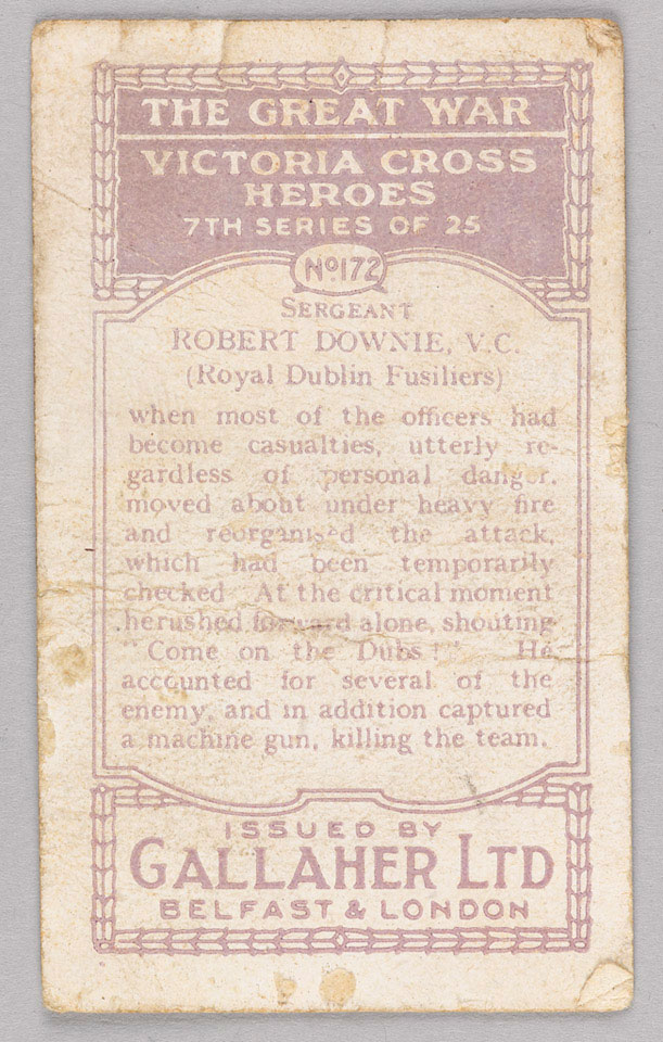 'Sergt. Robert Downie, V.C.', cigarette card, 1916 | Online Collection ...