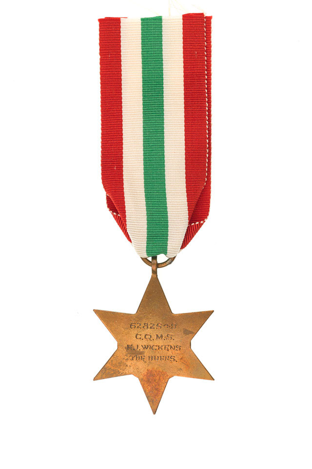 Italy Star 1943-45 awarded to Private Frederick John Wickens, The Buffs ...