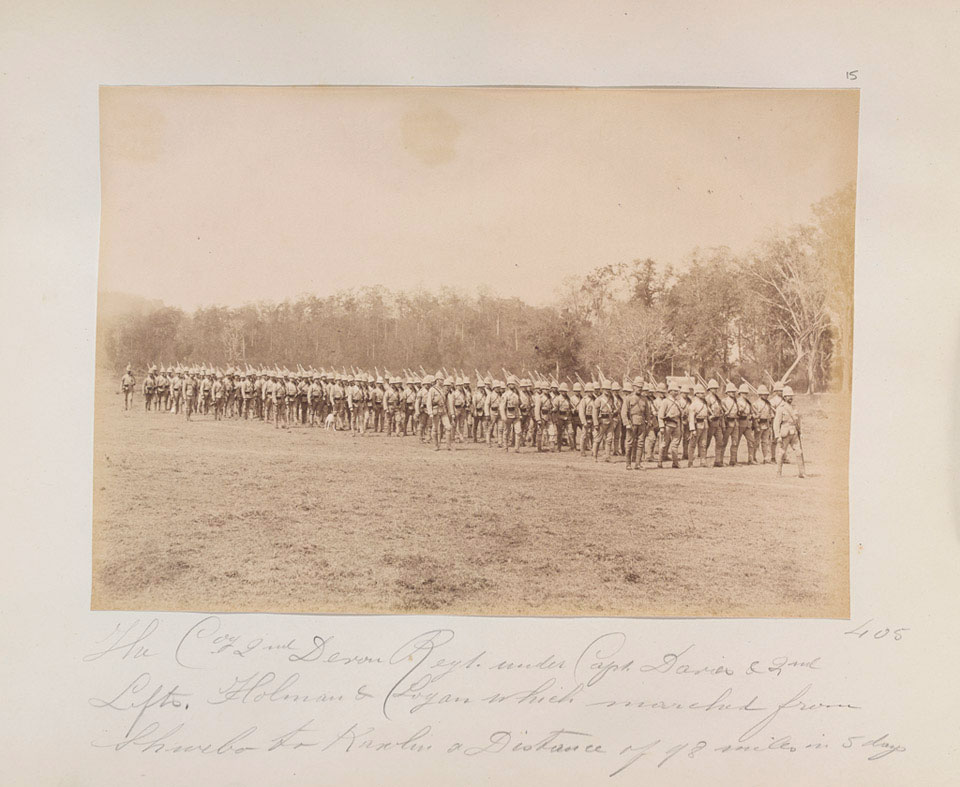 'The Coy 2nd Devon Regt. under Capt Davies & 2nd Lefts Holman & Logan ...