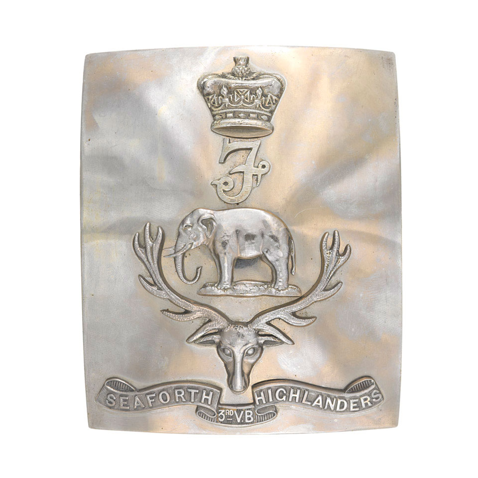 Officer's shoulder belt plate, Captain M J Adam, 3rd Volunteer Battalion, Seaforth Highlanders ...