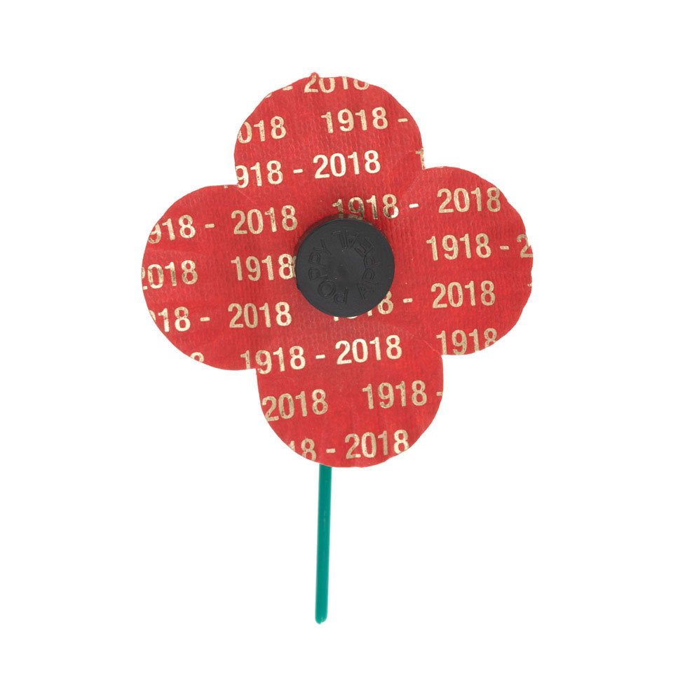 Poppy lapel badge, Poppyscotland First World War centenary, 2018 ...