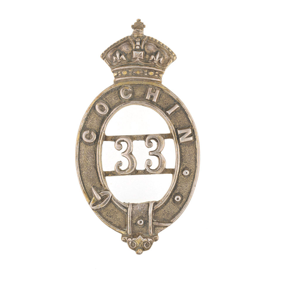 Helmet badge, 33rd Regiment of Madras Infantry, pre-1890 | Online ...