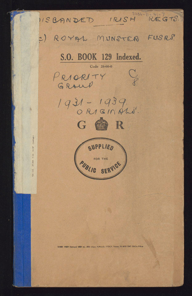 Discharge book, Royal Munster Fusiliers: Priority C Group 8, 1931-1939 ...