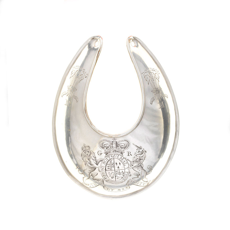 Gorget, possibly worn by Lieutenant Edward Fawcett, Donegal Militia ...