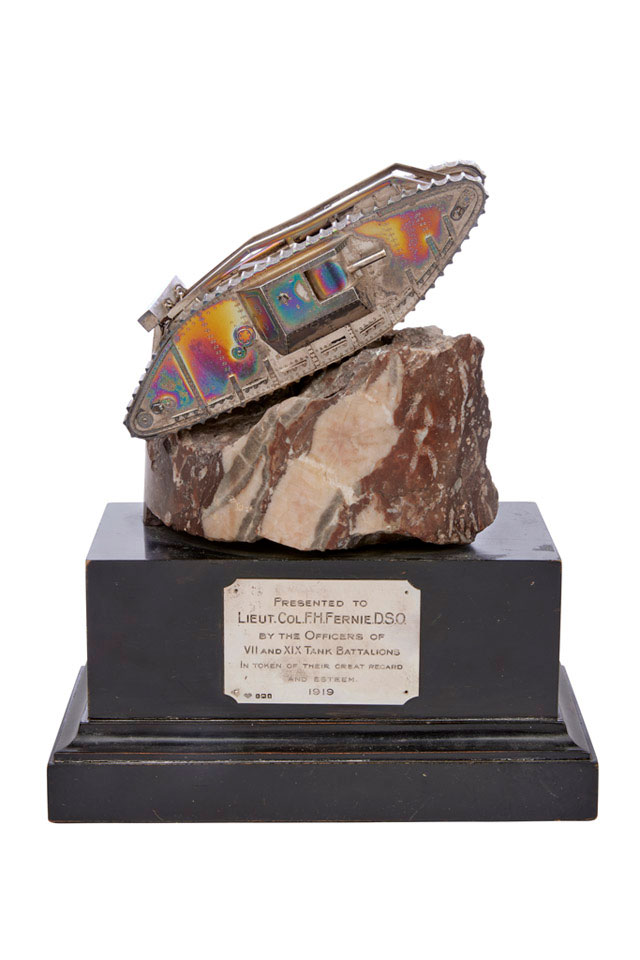 Silver model of a tank presented to Lieutenant Colonel Francis Hood ...