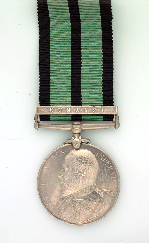 Ashanti Medal 1900, with clasp, 'Kumassi', Captain H C J Biss, West ...