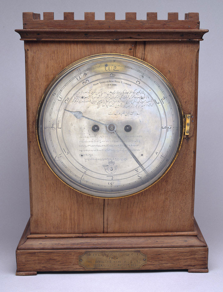 Clock belonging to the 3rd Madras Light Infantry and given to ...