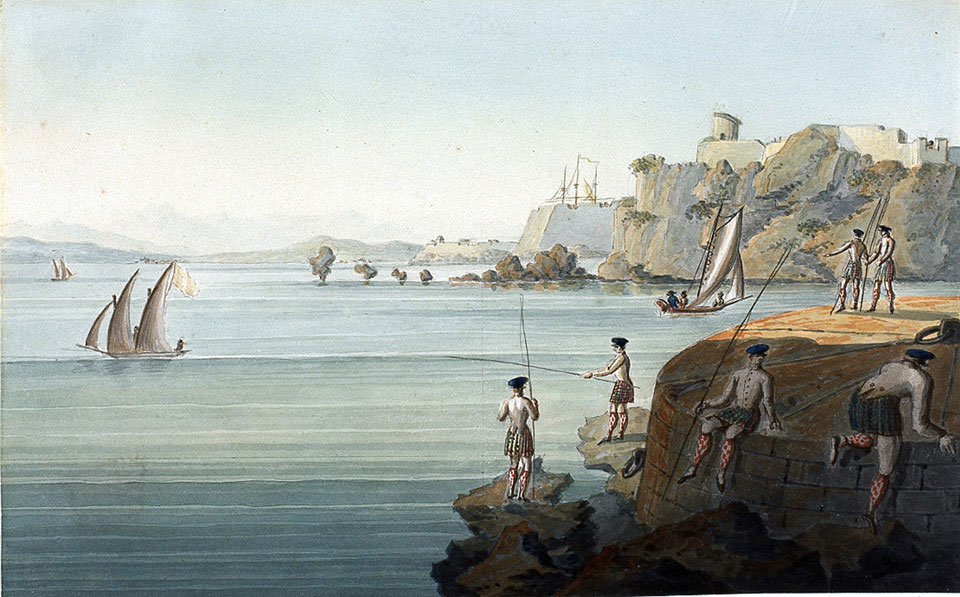 'From the new pier Rosia Bay looking towards Spain, March 1827 ...