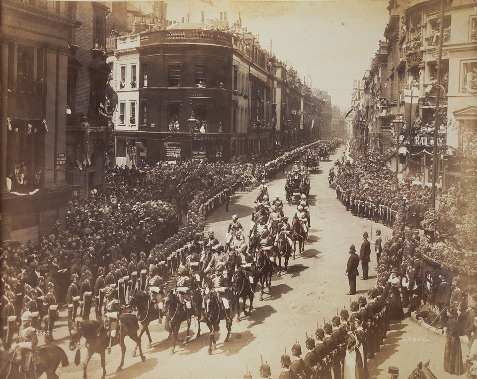 Indian cavalry parading during the Diamond Jubilee celebrations, 1897 ...